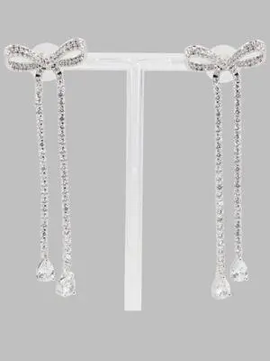 SELF-PORTRAIT Cubic Zirconia Bow Earrings - Silver