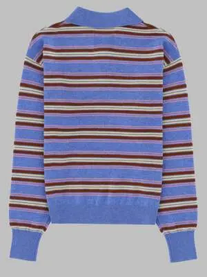 Guest In Residence Cashmere Striped Polo Sweater - Blue