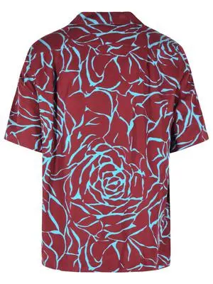 Dries Van Noten Carltone' Burgundy And Light Blue Viscose Shirt - Multicolor