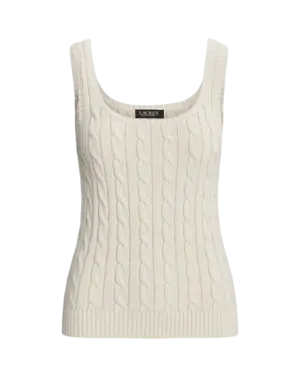 Ralph Lauren Ralph Lauren Cable Cotton-Blend Sleeveless Sweater Cream
