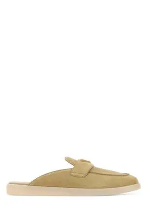 Prada Sand Suede Slippers - Brown