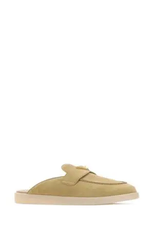 Prada Sand Suede Slippers