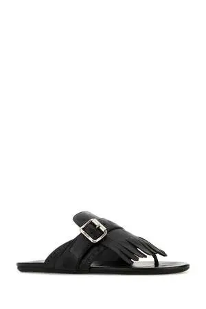 Prada Leather Shuffle Thong Slippers