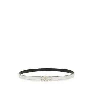FERRAGAMO Reversible Crystal-embellished Leather Belt - Silver