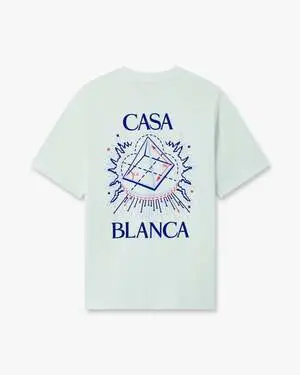 Casablanca Ice Blue Celestial Pyramid Printed Short Sleeve T-shirt