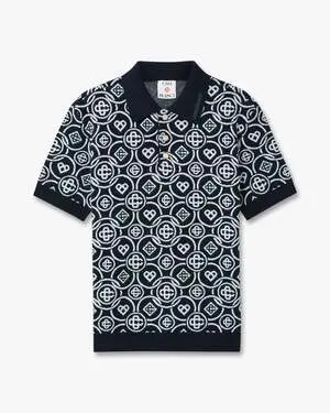 Casablanca Dark Icon Monogram Short Sleeve Polo Shirt - Green