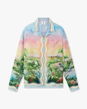 Casablanca Tennis Club Long Sleeve Silk Twill Shirt - Multicolor
