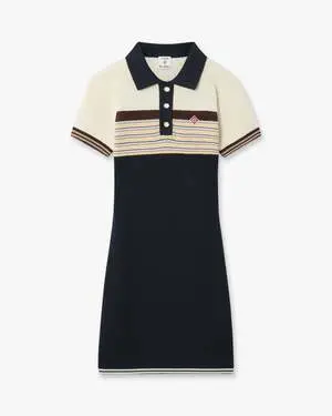 Casablanca Café Culture Wool Stripe Polo Mini Dress - Multicolor