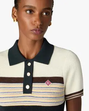Casablanca Café Culture Wool Stripe Polo Mini Dress - Multicolor