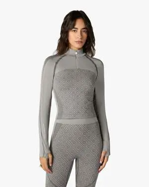 Casablanca Light Grey Seamless Monogram Long Sleeve Top