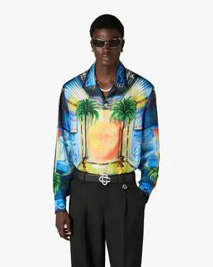 Casablanca Geometrie Sacree Long Sleeve Silk Twill Shirt - Multicolor