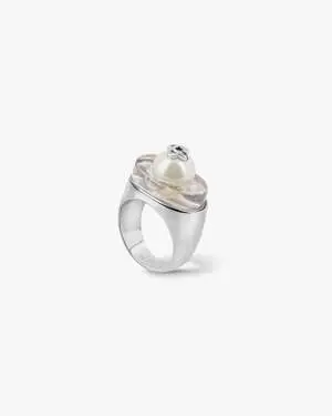 Casablanca Sci-fi Silver Pearl Ring