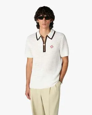 Casablanca Wool Waffle Stitch Short Sleeve Polo Shirt