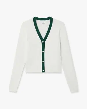 Casablanca White Pointelle Monogram Cardigan