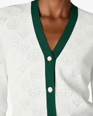 Casablanca White Pointelle Monogram Cardigan