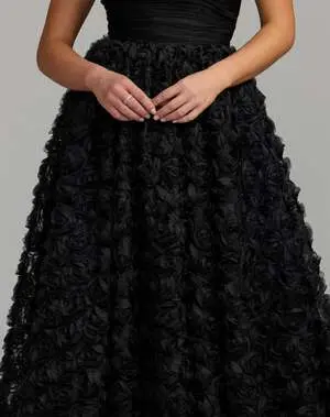 Mac Duggal Strapless 3d Rosette Ball Gown
