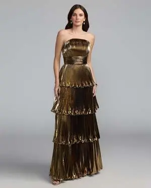 Mac Duggal Strapless Gown - Gold