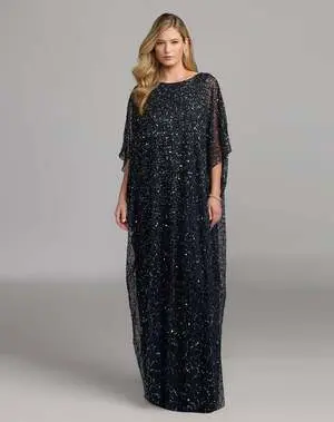 Mac Duggal Sequin Embellished Kaftan Gown