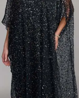 Mac Duggal Sequin Embellished Kaftan Gown