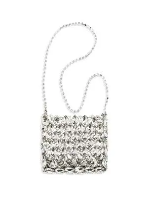 SELF-PORTRAIT Crystal Mesh Pouch - Silver