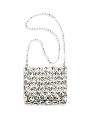 SELF-PORTRAIT Crystal Mesh Pouch - Silver