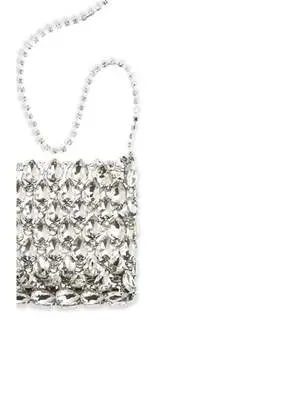 SELF-PORTRAIT Crystal Mesh Pouch - Silver