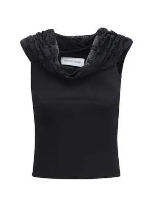MARINE SERRE Off Shoulder Draped Top - Black