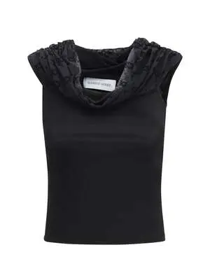 MARINE SERRE Off Shoulder Draped Top - Black