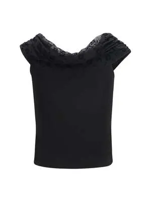 MARINE SERRE Off Shoulder Draped Top - Black