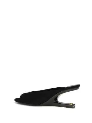 Balmain Suede Open-toe Mules - Black