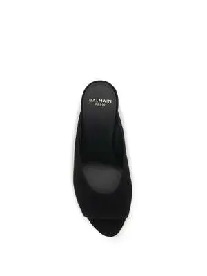 Balmain Suede Open-toe Mules - Black