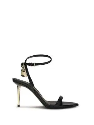TOM FORD Shiny Leather Padlock Pointy Naked Sandal - Black