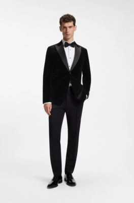 BOSS Slim-fit Tuxedo Jacket In Cotton Velvet