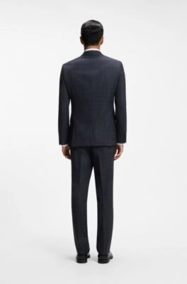 BOSS One Two-piece Slim-fit Suit In Checked Virgin Wool