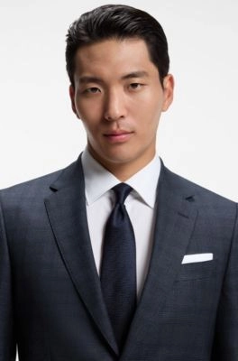 BOSS One Two-piece Slim-fit Suit In Checked Virgin Wool
