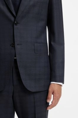 BOSS One Two-piece Slim-fit Suit In Checked Virgin Wool