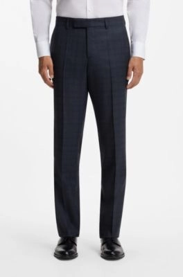 BOSS One Two-piece Slim-fit Suit In Checked Virgin Wool