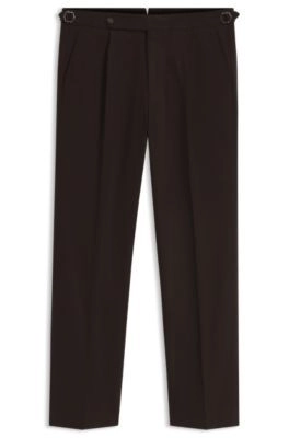BOSS Patterned Tapered-fit Pants In Italian Cotton