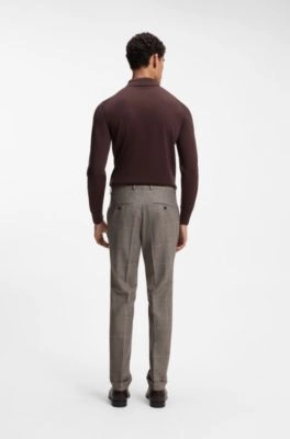 BOSS Checked Slim-fit Pants In Italian Virgin Wool
