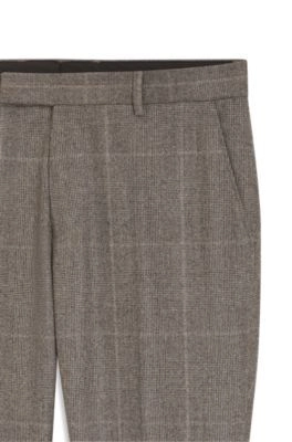 BOSS Checked Slim-fit Pants In Italian Virgin Wool