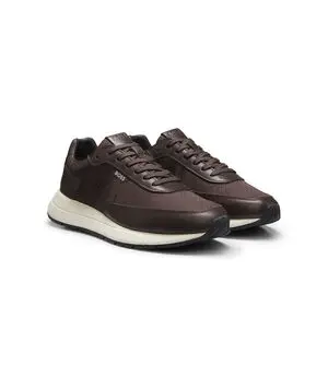 BOSS Monogram Jacquard Sneakers With Leather Trim
