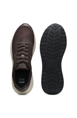 BOSS Monogram Jacquard Sneakers With Leather Trim