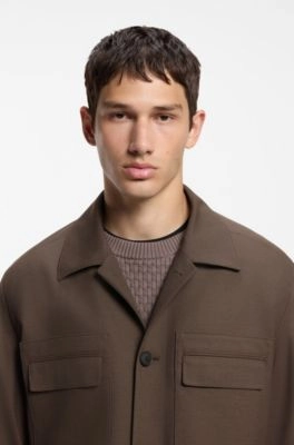 Hugo Slim-fit Jacket In Wrinkle-resistant Twill
