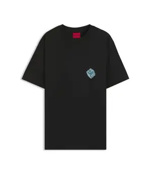 Hugo Cotton-jersey T-shirt With Printed Artwork - Black