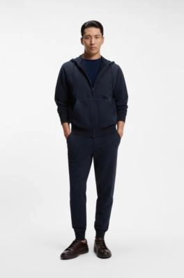 BOSS Wool-blend Hoodie With Premium Alcantara Details