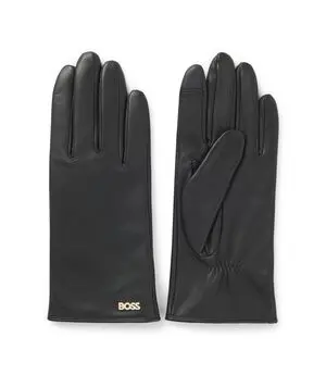 BOSS Touchscreen-friendly Leather Gloves With Logo Rivet