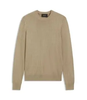 BOSS Silk-knit Sweater With A Seasonal Pattern - Light Beige