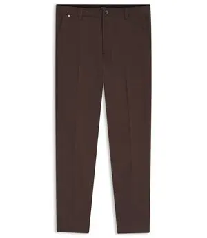 BOSS Modern-fit Pants In Stretch-cotton Twill - Dark Brown