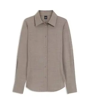 BOSS Slim-fit Flannel Blouse With Wool And Linen