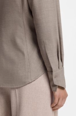 BOSS Slim-fit Flannel Blouse With Wool And Linen